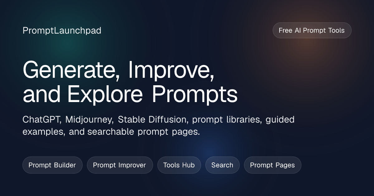 Free AI Prompt Generator for ChatGPT, Midjourney & More | PromptLaunchpad